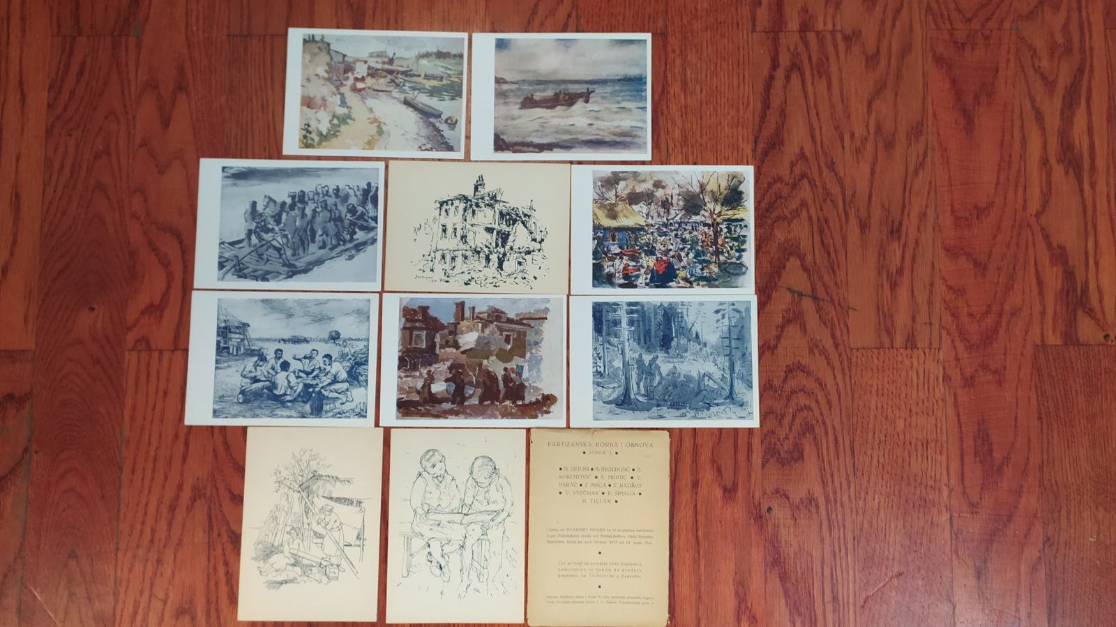 PARTIZANSKA BORBA I OBNOVA - KOMPLET 10 RAZGLEDNICA 1945.