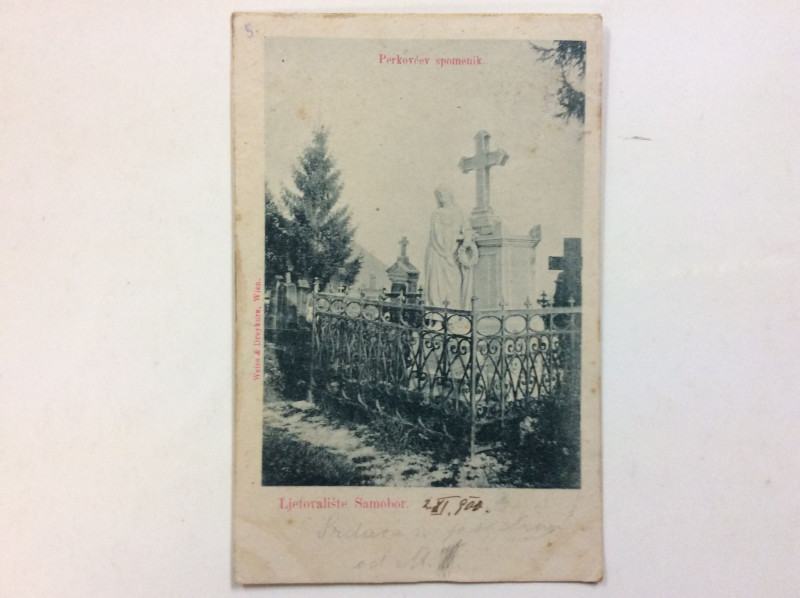 SAMOBOR STARA RAZGLEDNICA PERKOVĆEV SPOMENIK 1900.