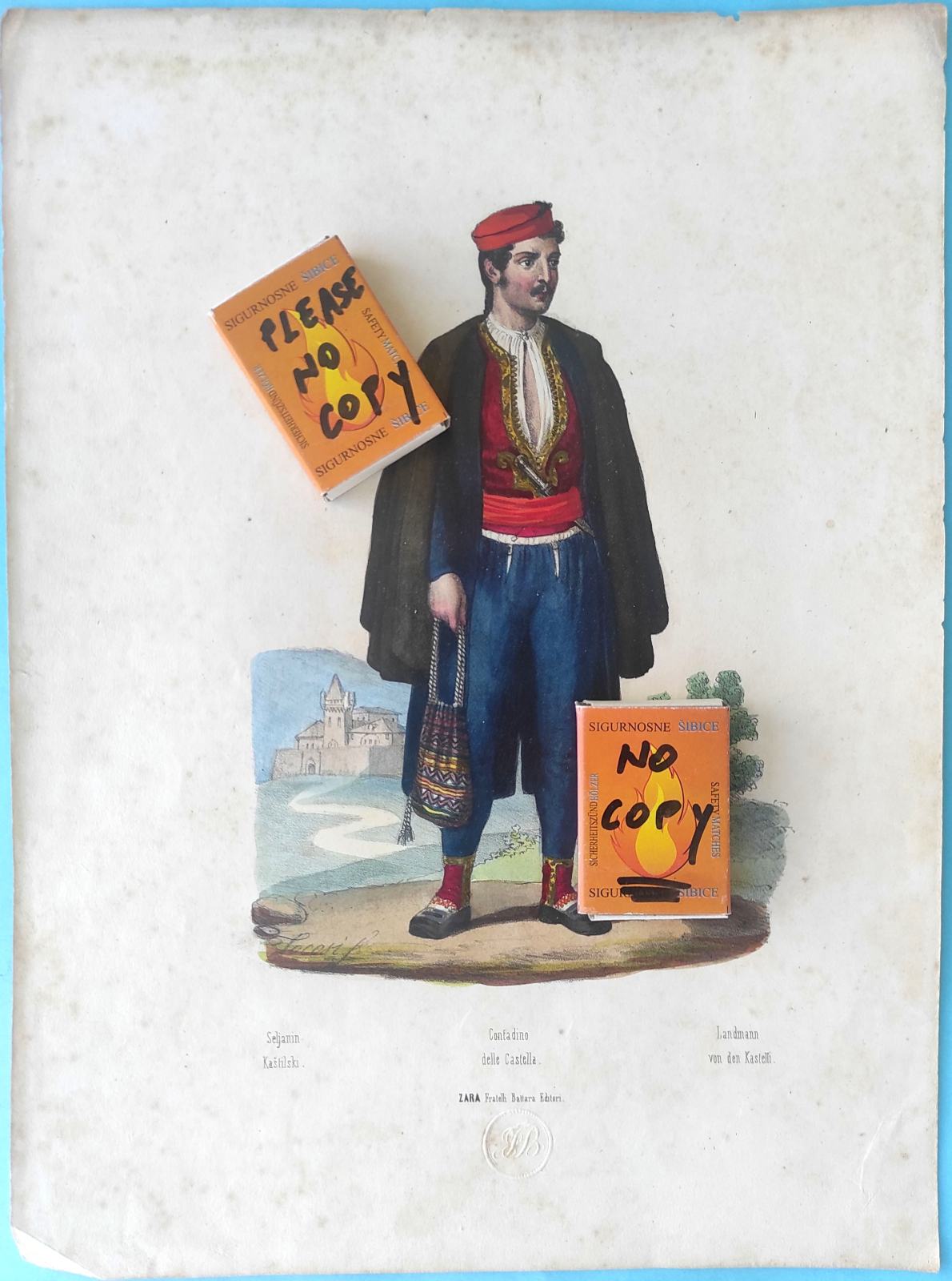 SELJANIN KAŠTILSKI (KAŠTELA) litografija iz La Dalmazia descritta 1846