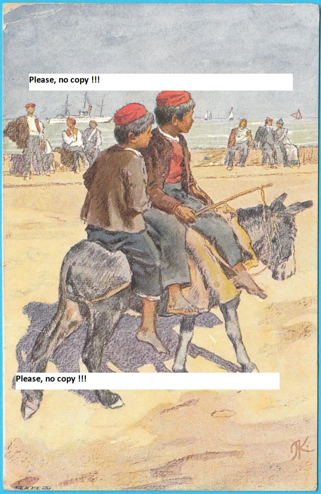 SPLIT - Nošnje splitske okolice Dječaci na magarcu - Putovala 1915. g