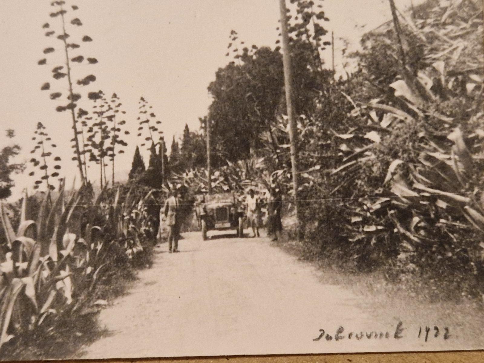 Stara fotografija 1927. Dubrovnik agave i oldtimer stari auto