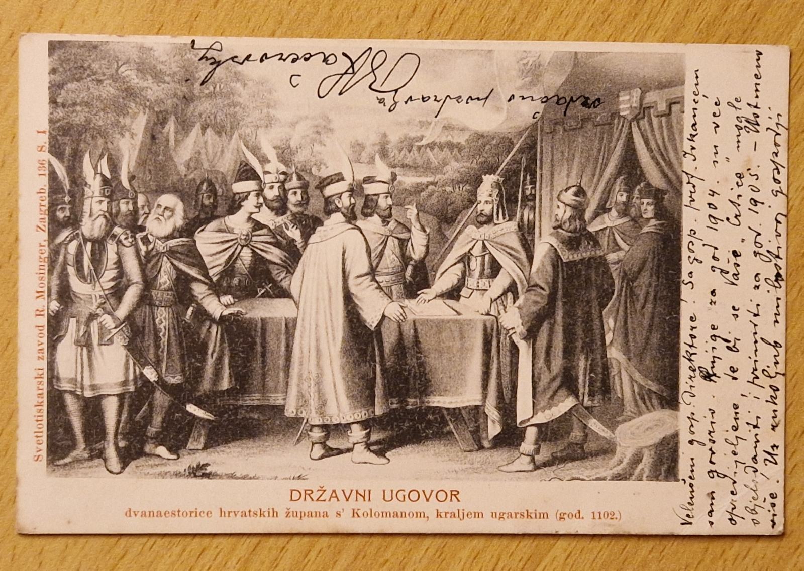 Stara razglednica cca 1900 Državni ugovor 1102 Pacta Conventa