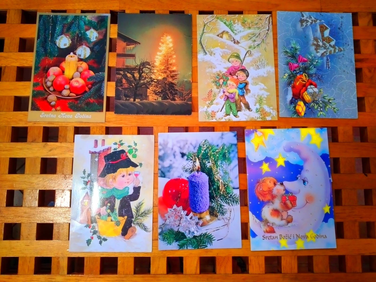 STARE NOVOGODIŠNJE I BOŽIČNE RAZGLEDNICE 80/90-TIH 8 KOMADA
