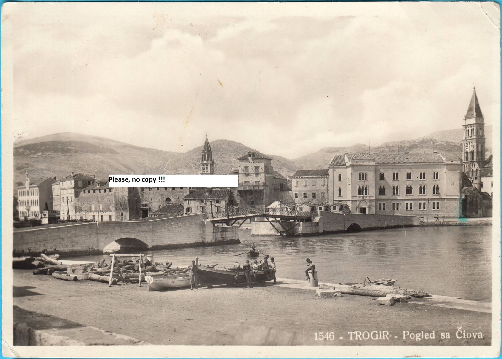 TROGIR - Pogled sa Čiova * stara predratna razglednica iz 1930-tih