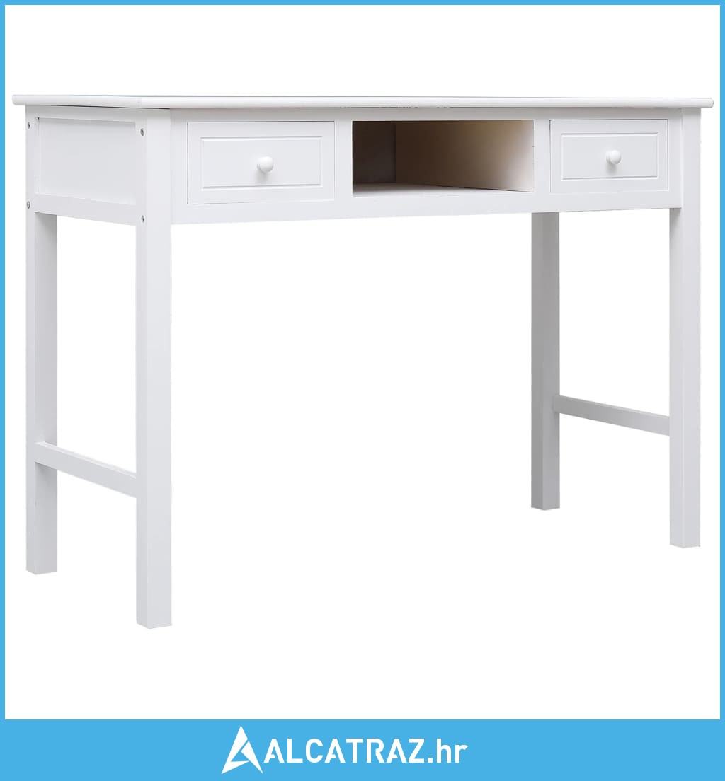 Radni stol bijeli 108 x 45 x 76 cm od masivnog drva paulovnije - NOVO