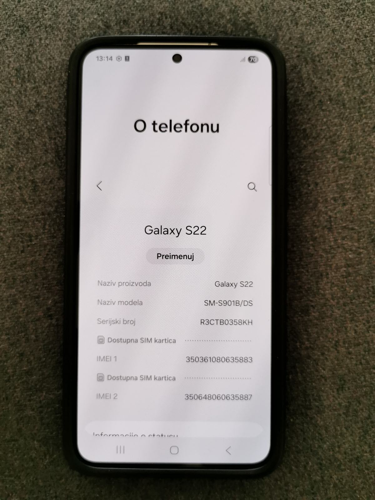 Samsung Galaxy S22 - neispravan (boot loop)