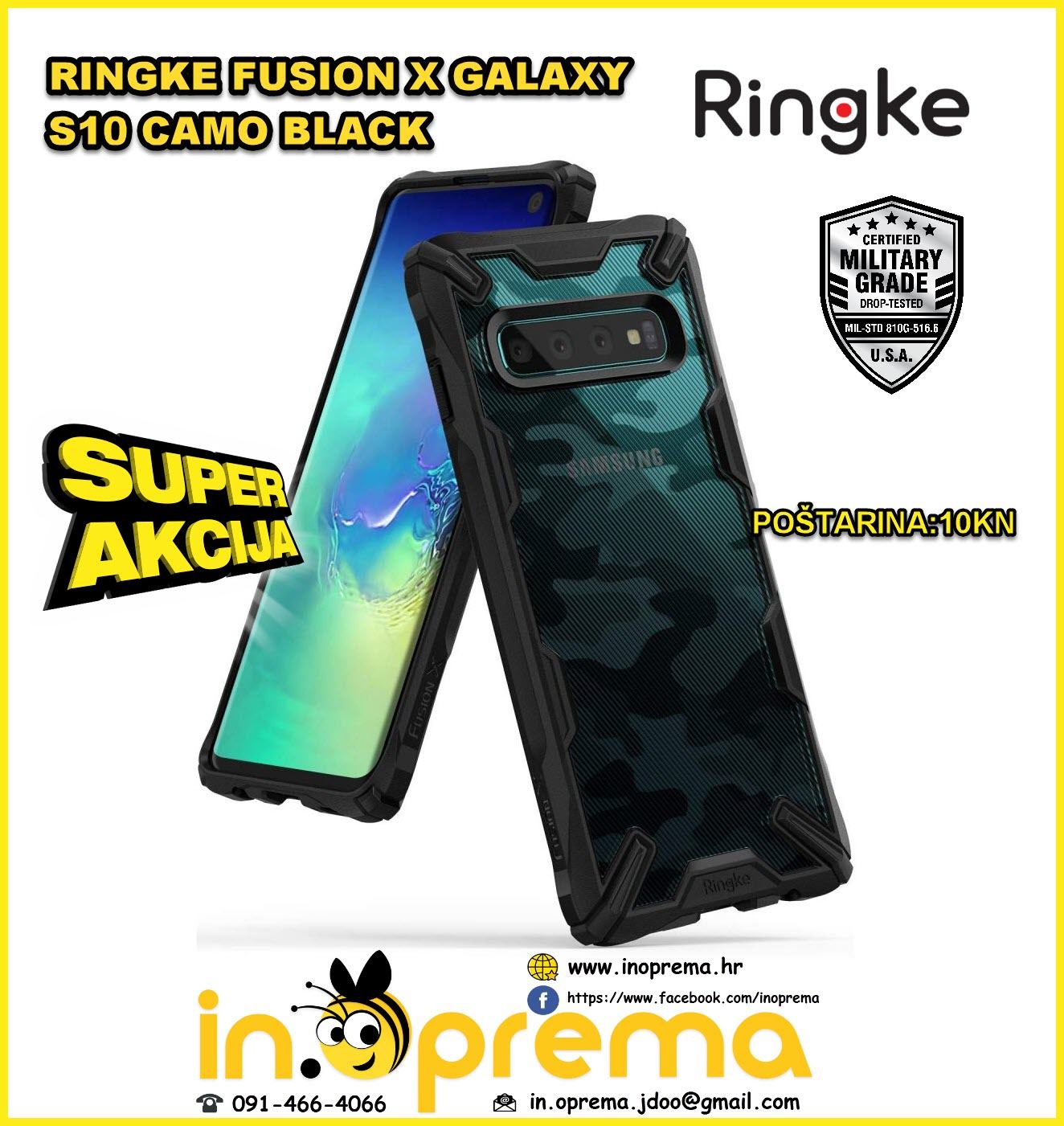 SAMSUNG GALAXY S10 MASKICA MASKA FUTROLA TORBICA RINGKE CRNA S10