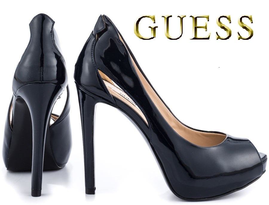 GUESS sexy salonke, peep-toe, LAK MODRE 40