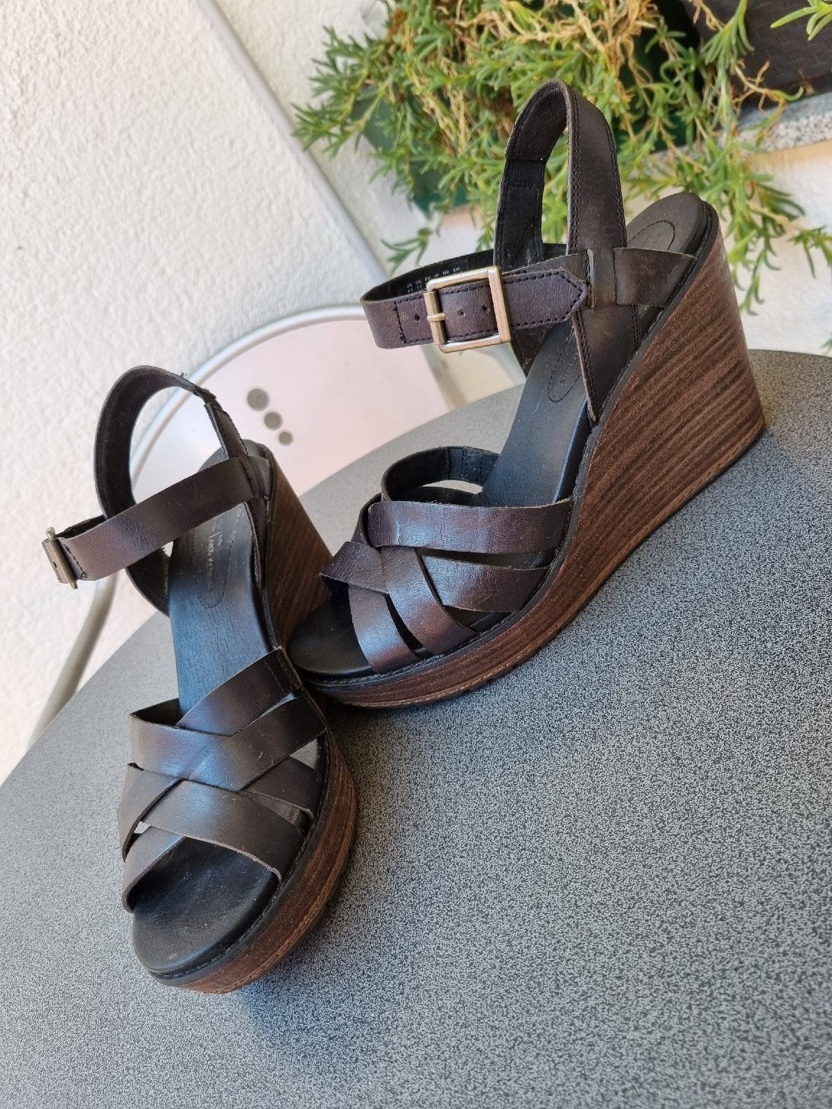 Timberland crne kožne ženske sandale/platforme, broj 39.5