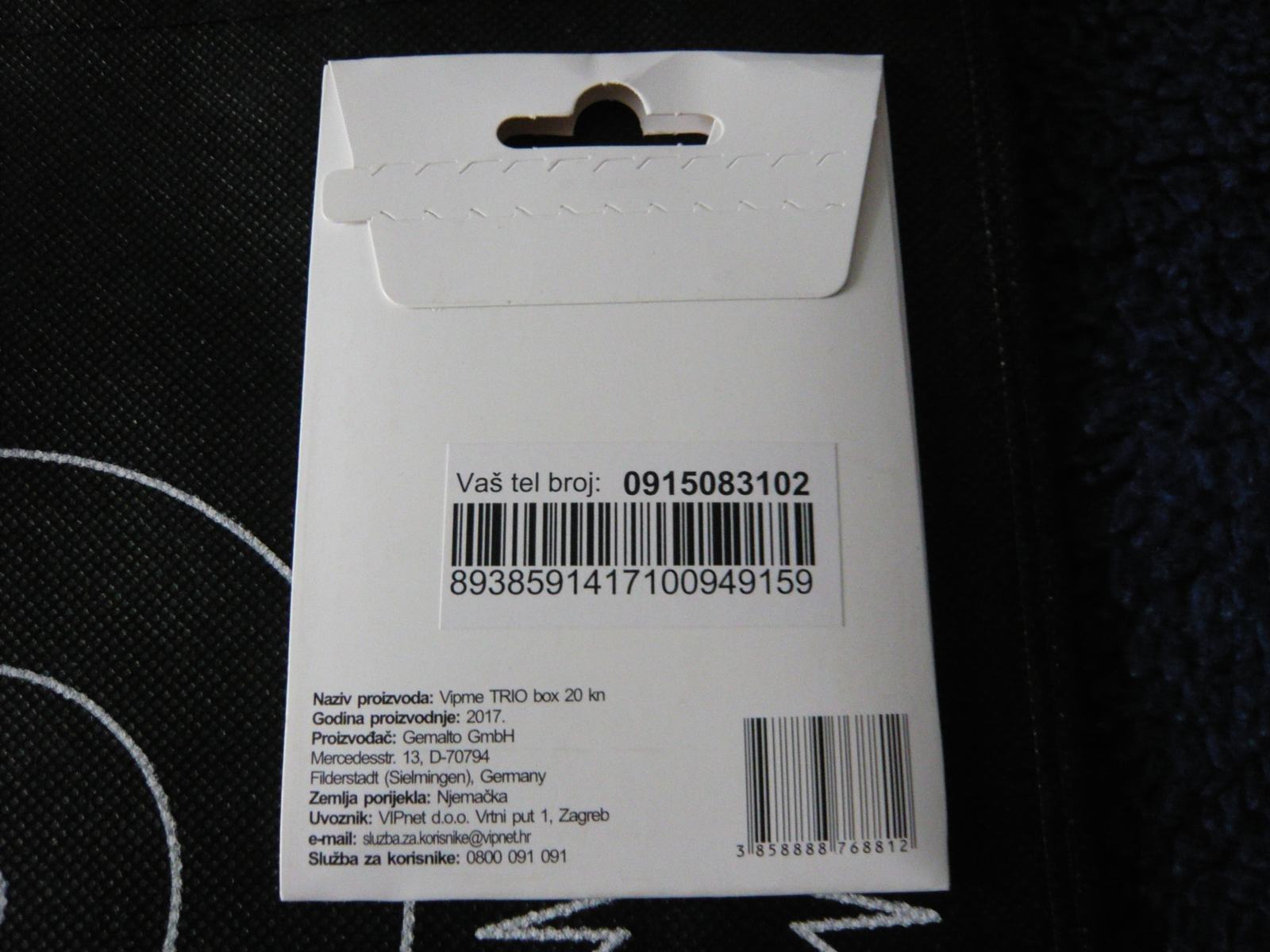 Vip sim kartica - novi broj - 091-508-3102 + Vip torba