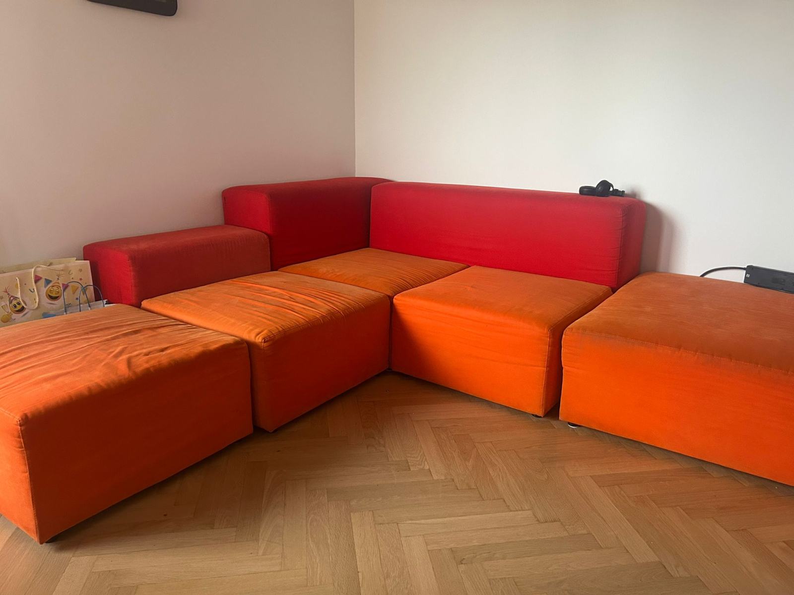 Modularna garnitura - kauč (narančasto-crvena)