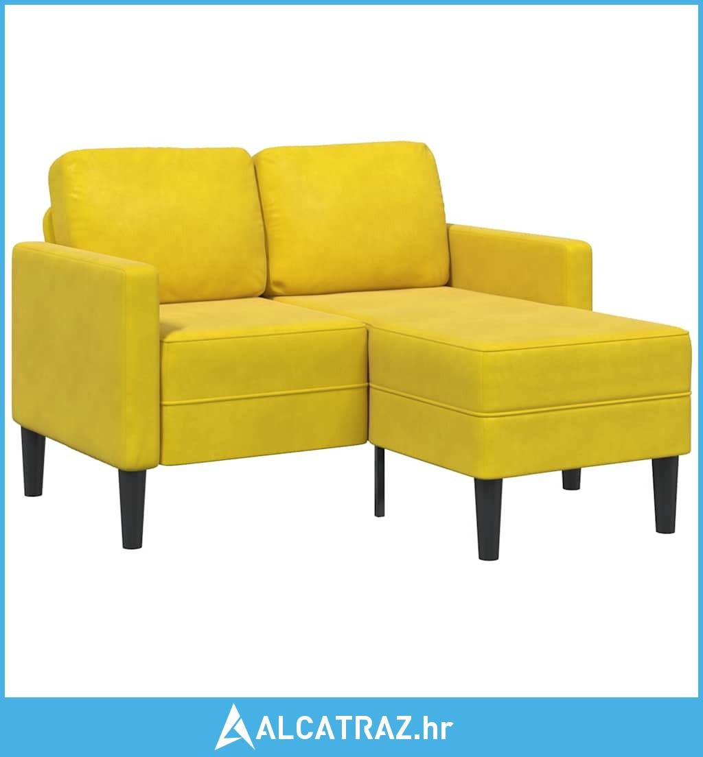 Sofa 2-sjed s ležaljkom u obliku slova L žuti 125 cm baršun - NOVO