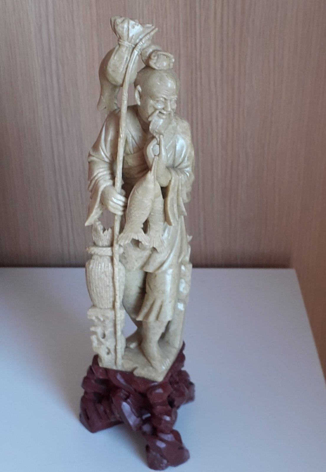Kineska skulptura od pravog žada, RIBAR , motiv iz Taoizma