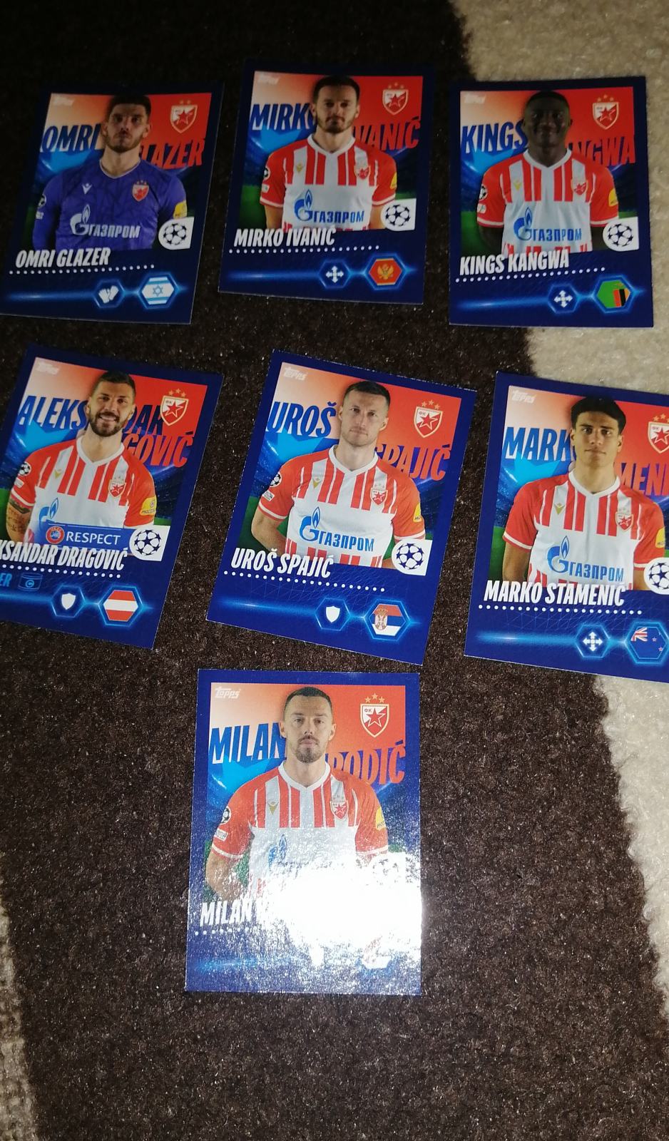 4. Original set od 7 Nogometnih Slicica Crvena Zvezda