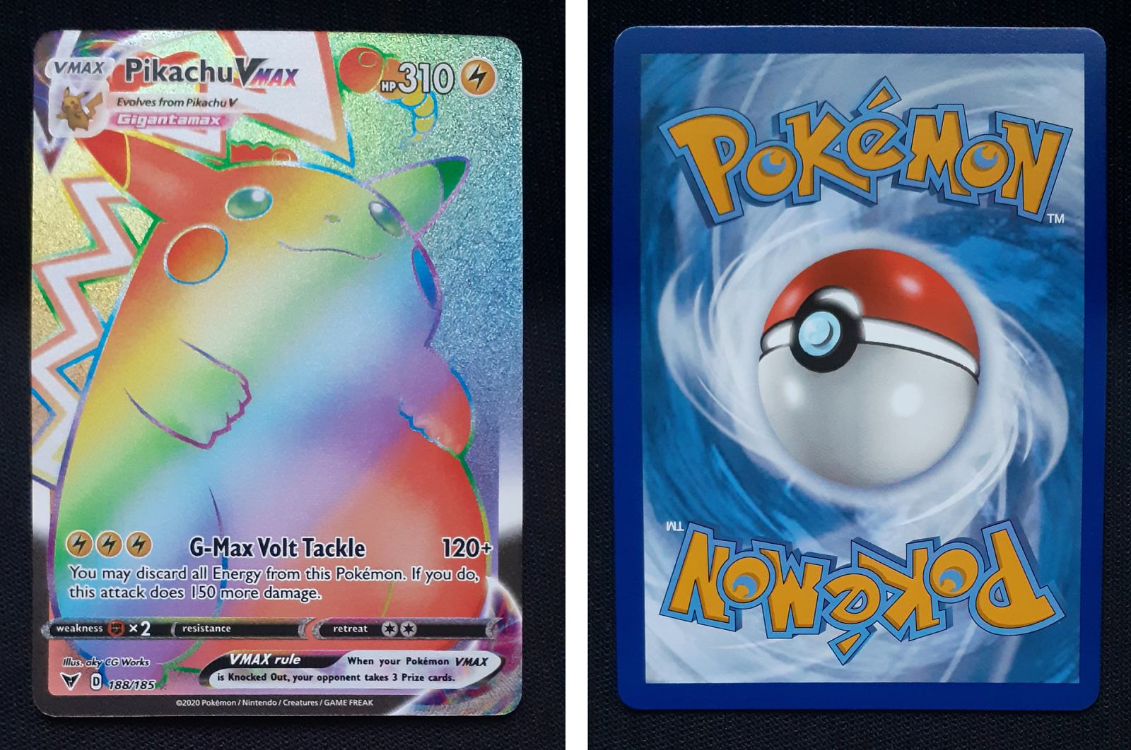 Secret rare Pokemon karta Pikachu VMAX VIV 188 rainbow ORIGINAL M EN