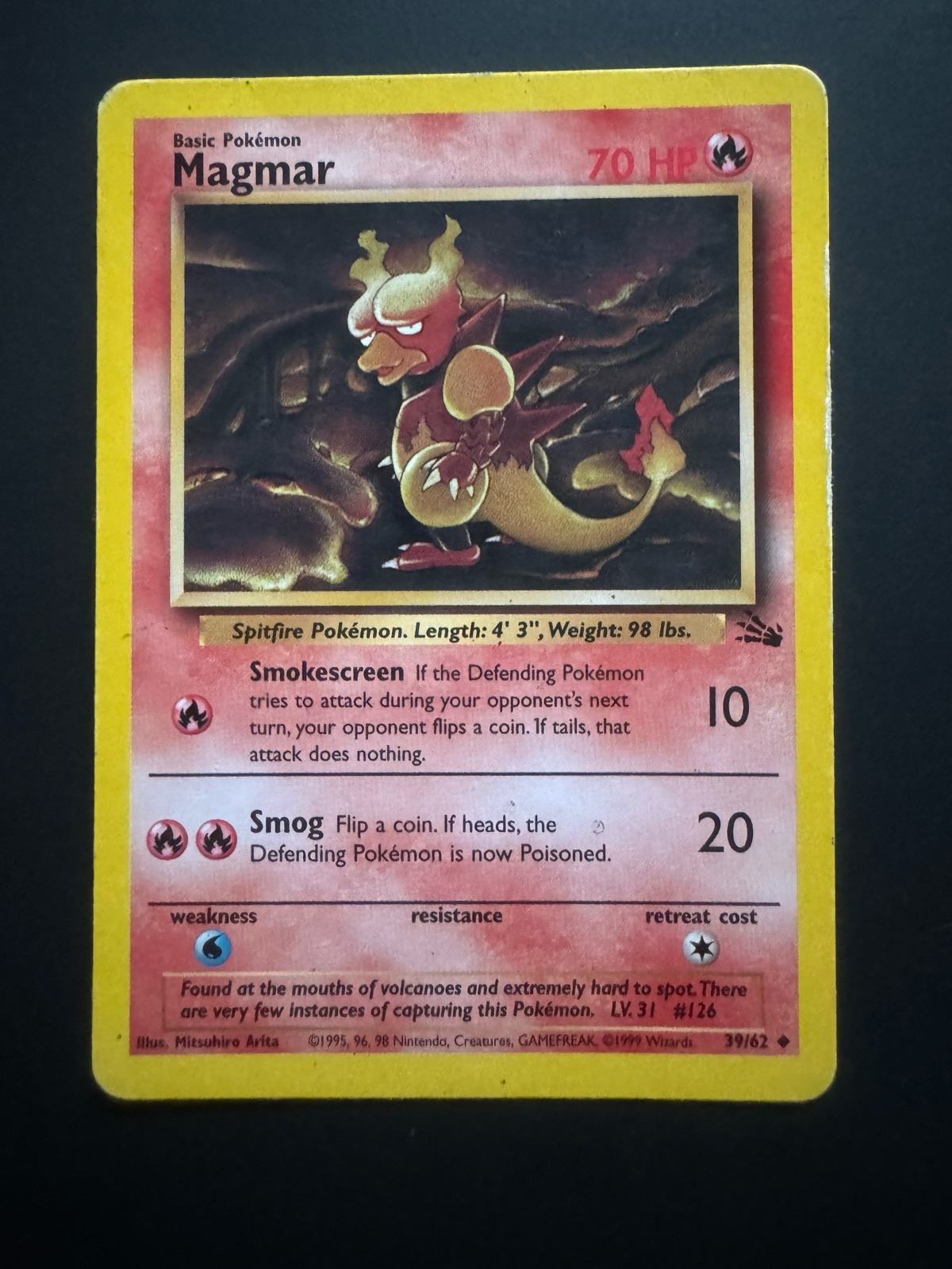 Pokemon karte: Magmar Fossil 39/62 1999-2000