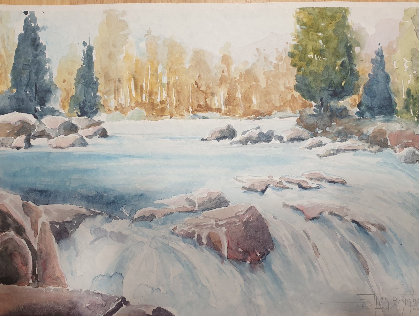 Akvarel Planinski potok