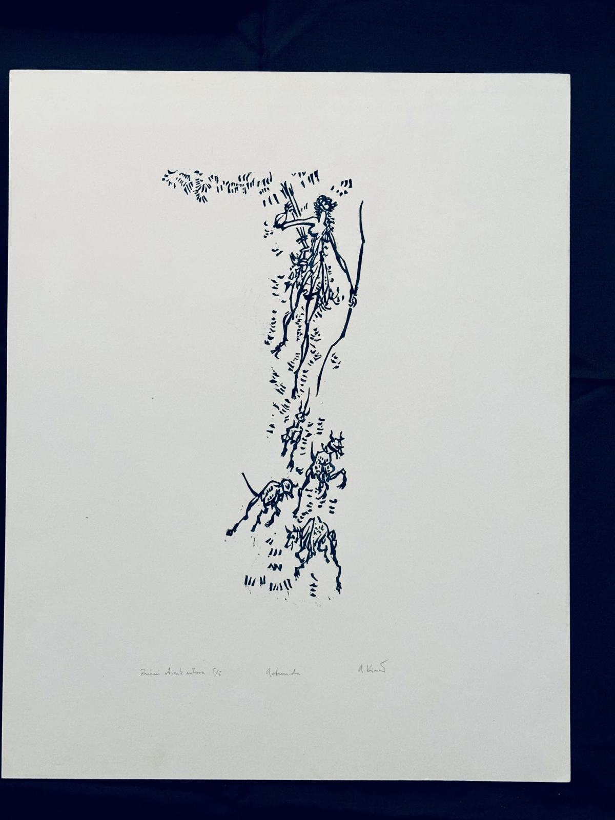 ALBERT KINERT, Artemida, linorez, 64 x 51 cm