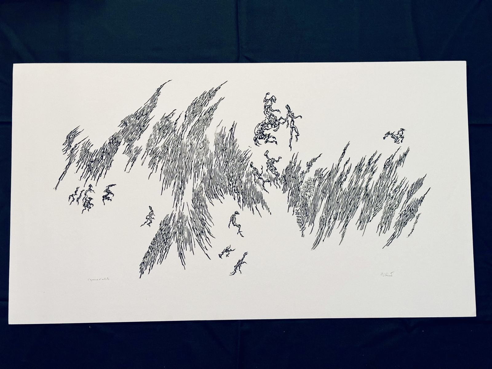 ALBERT KINERT, linorez, veliki format 50 x 100 cm