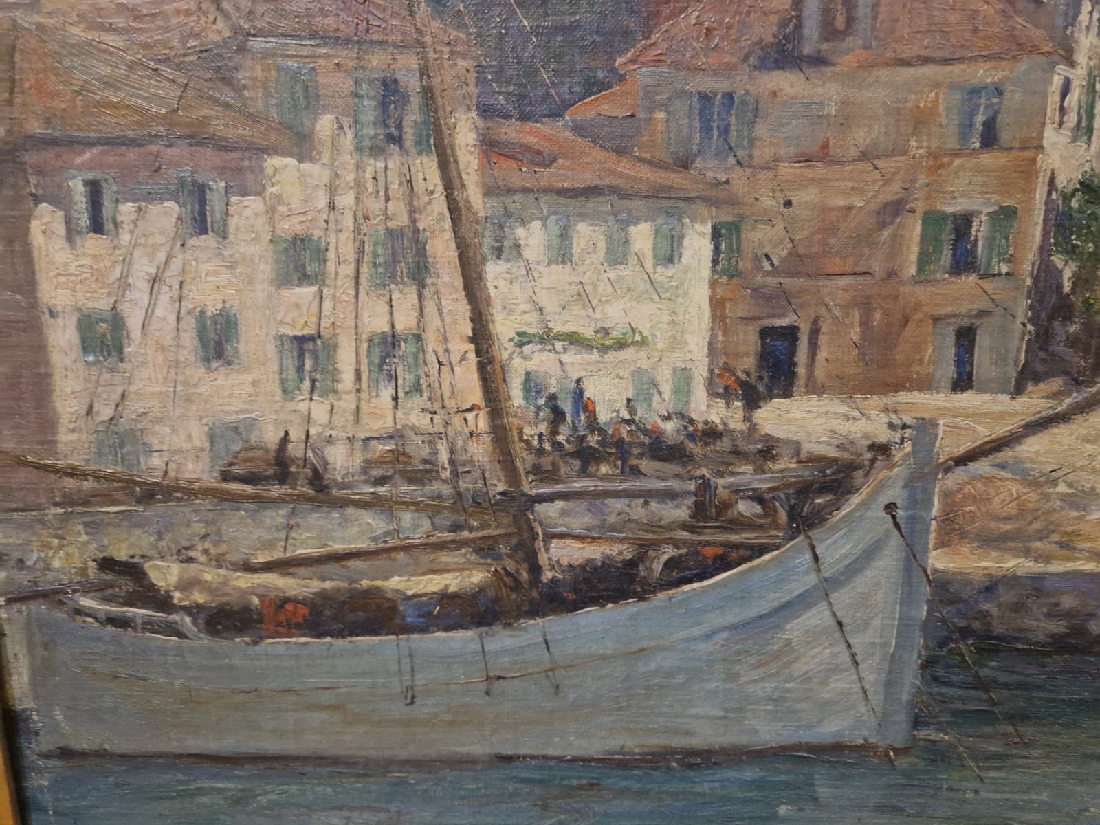 Brod ispred kapetanske kuće- vrhunsko ulje na platnu u iz 1930/40.-ih