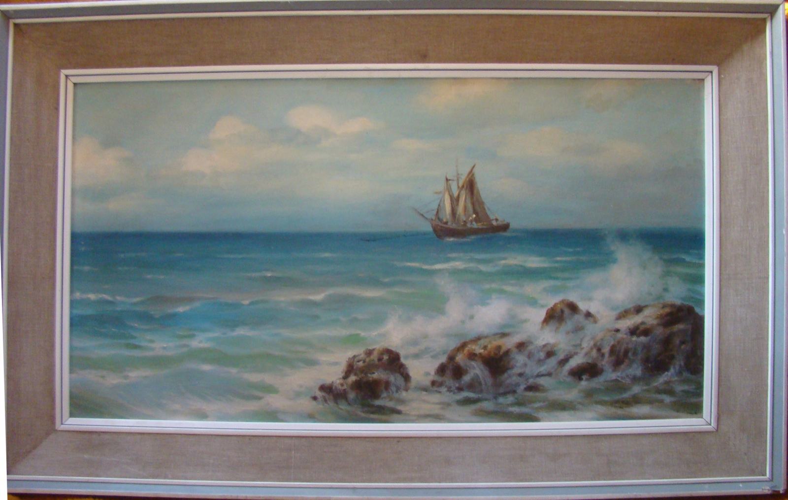 Brod na uzburkanom moru - Ulje na platnu