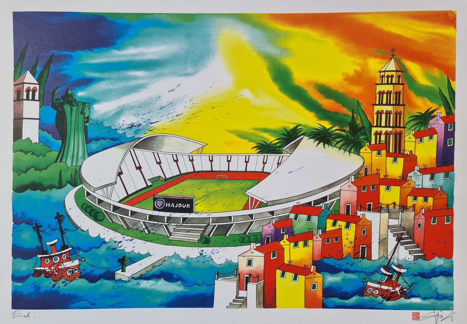 Domenico Gonzi Hajduk Split serigrafija 70x50cm;