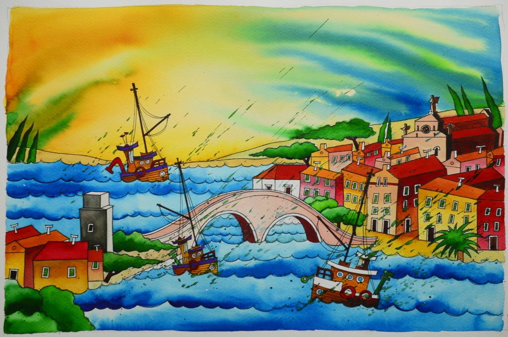 Domenico Gonzi Pag 2 akvarel 35x50cm