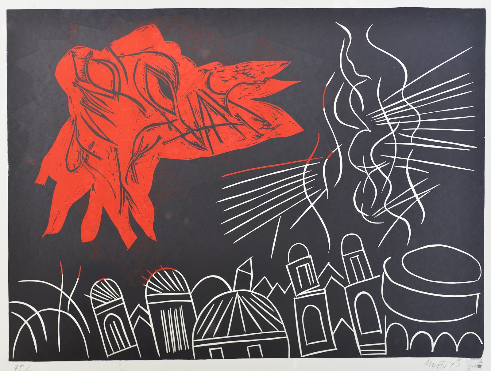 Edo Murtić Dubrovnik 1 linorez 70x100cm; iz 1983. god.