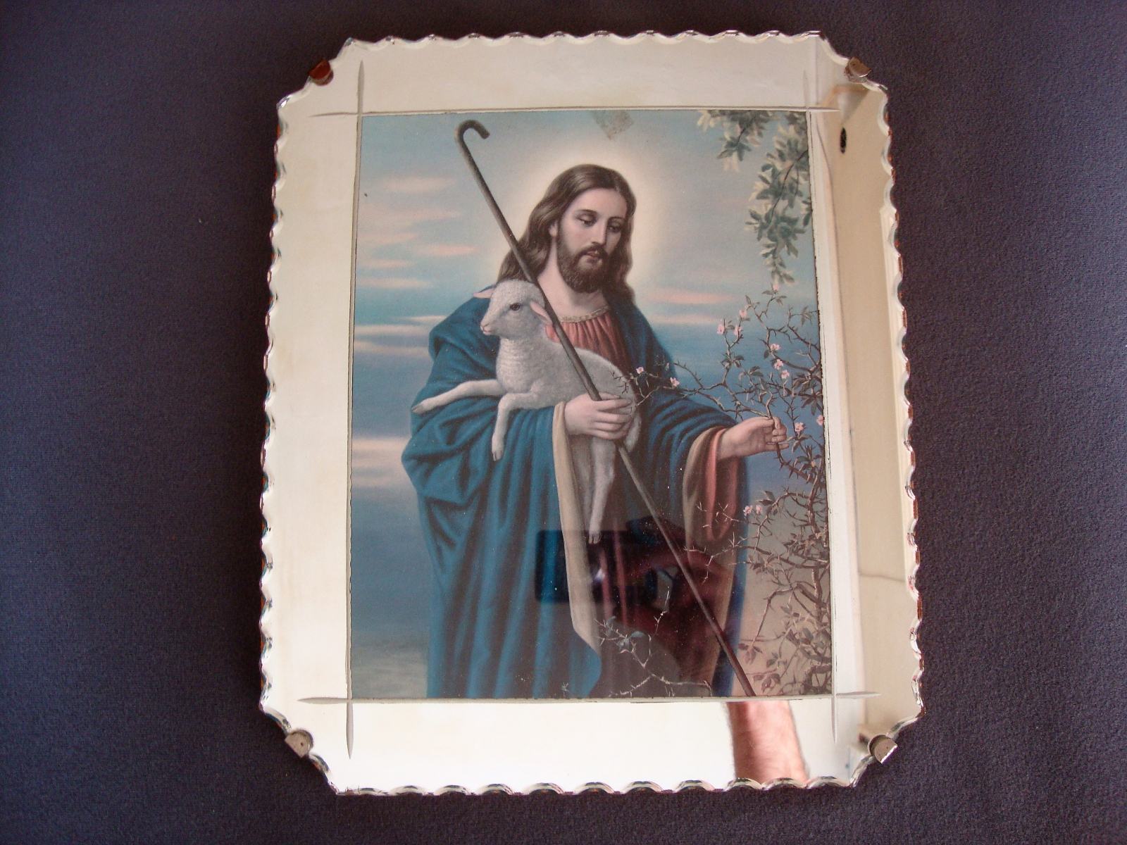 ISUS KRIST sa Jaganjcem - stara slika + ogledalo okvir