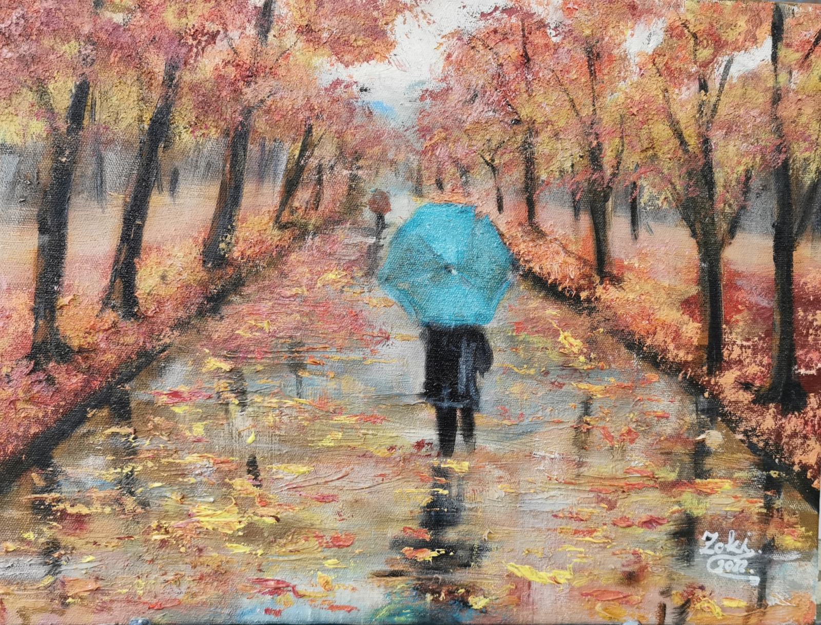 Jesenska šetnja -- ulje na platnu