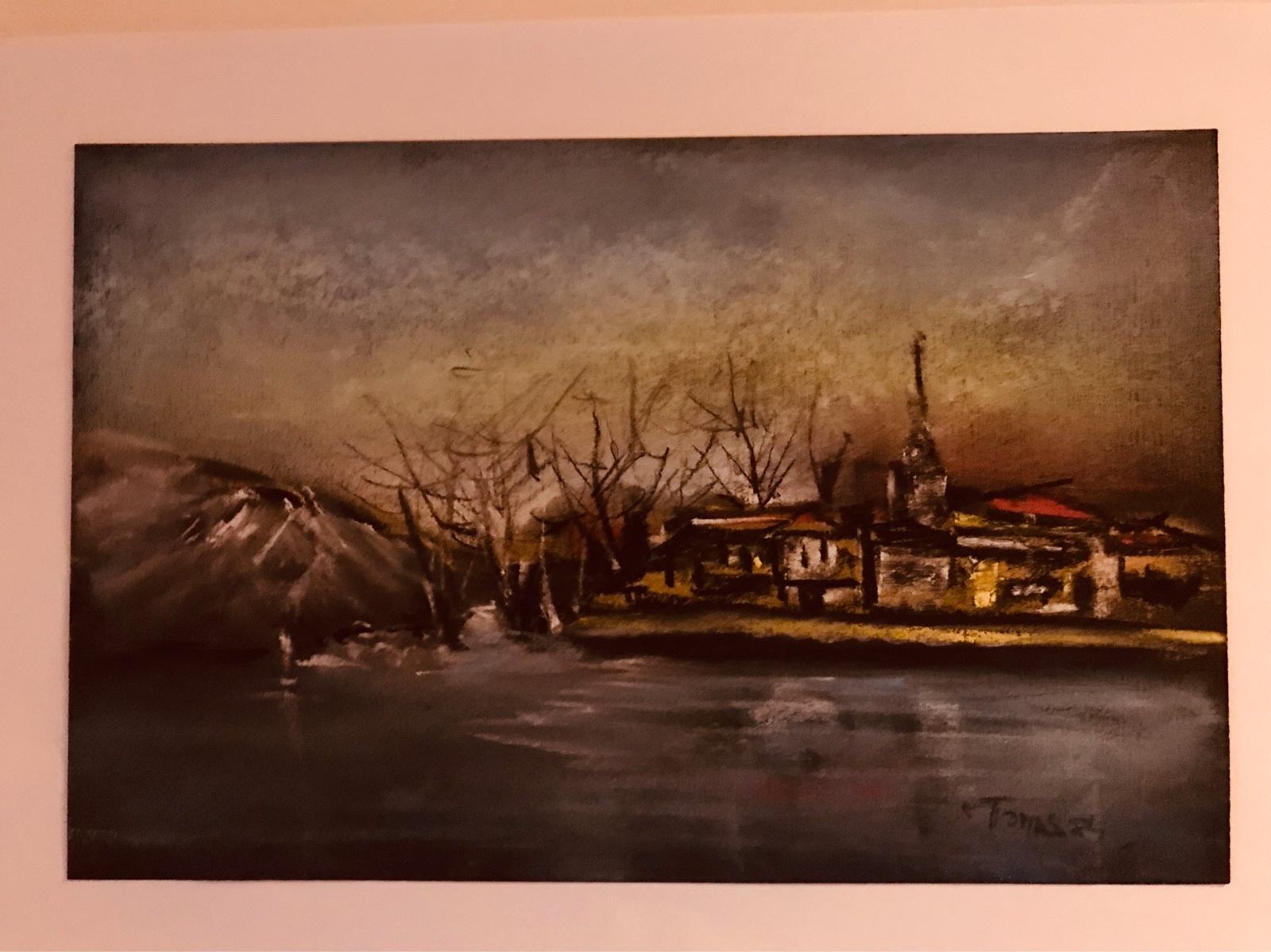 Mario Tomas - slika,pastel 1984., 25X16 cm