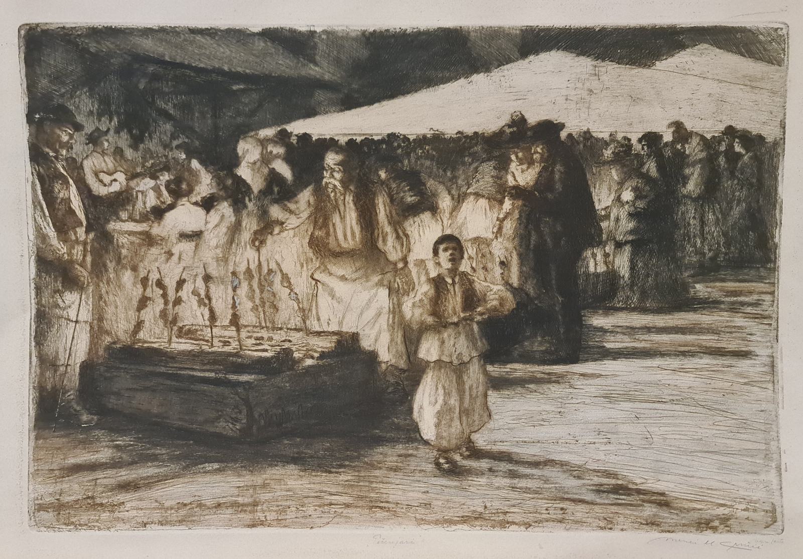 Menci Clement Crnčić Proštenje bakropis 40x60cm; iz 1912. godine; po