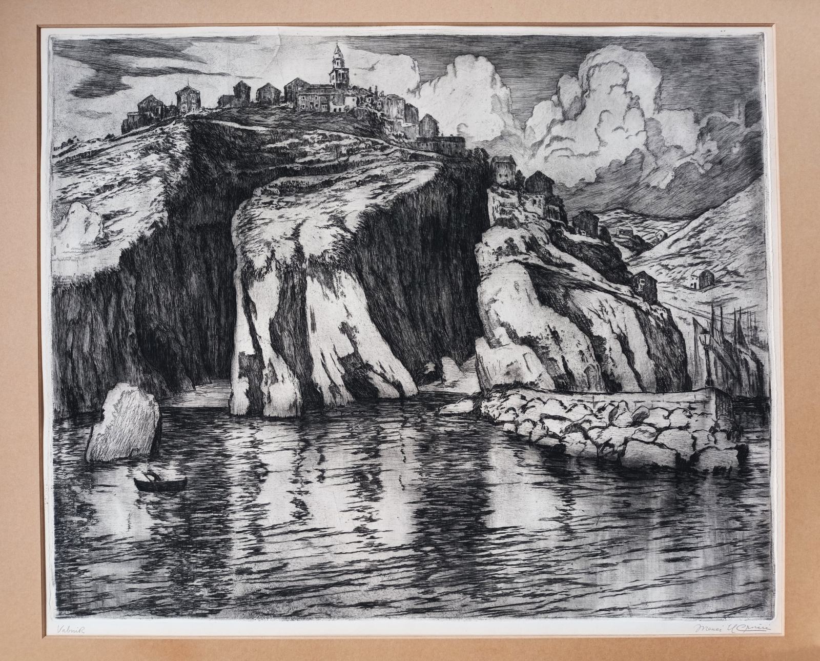 Stara grafika, Menci Klement Crnčić - Vrbnik , bakropis , 1919.