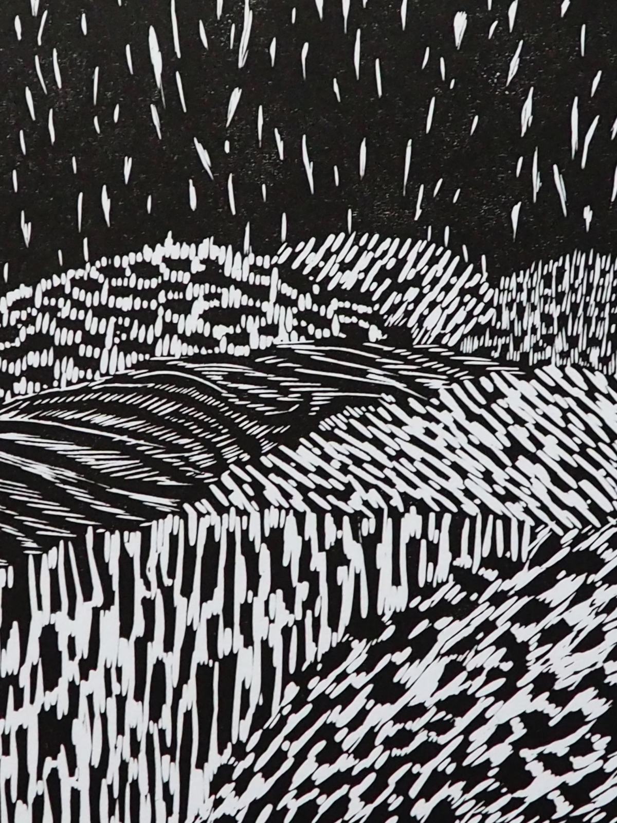 Pejzaž, grafika (linorez), 50x25 cm