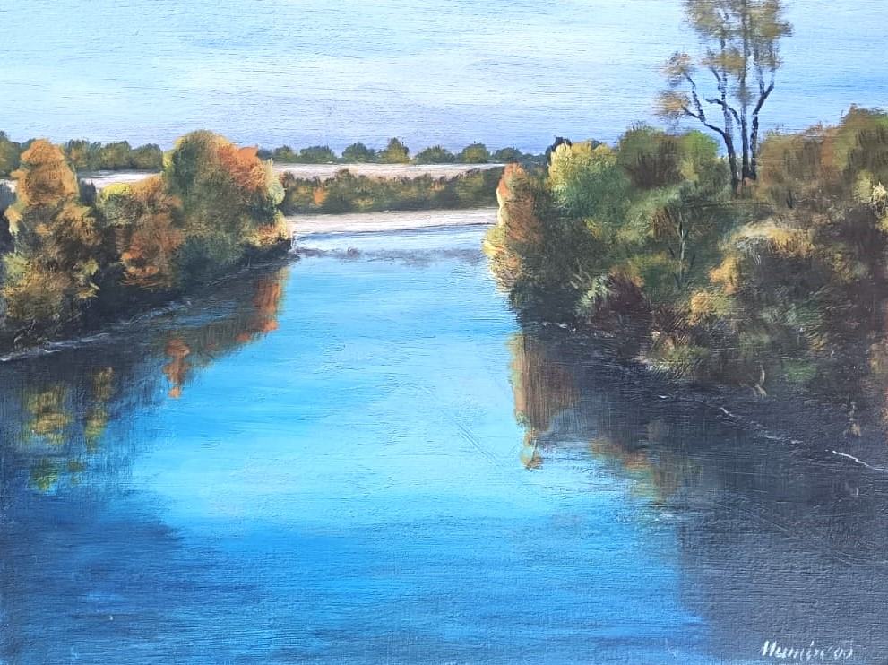 plavi rukavac - ulje na platnu