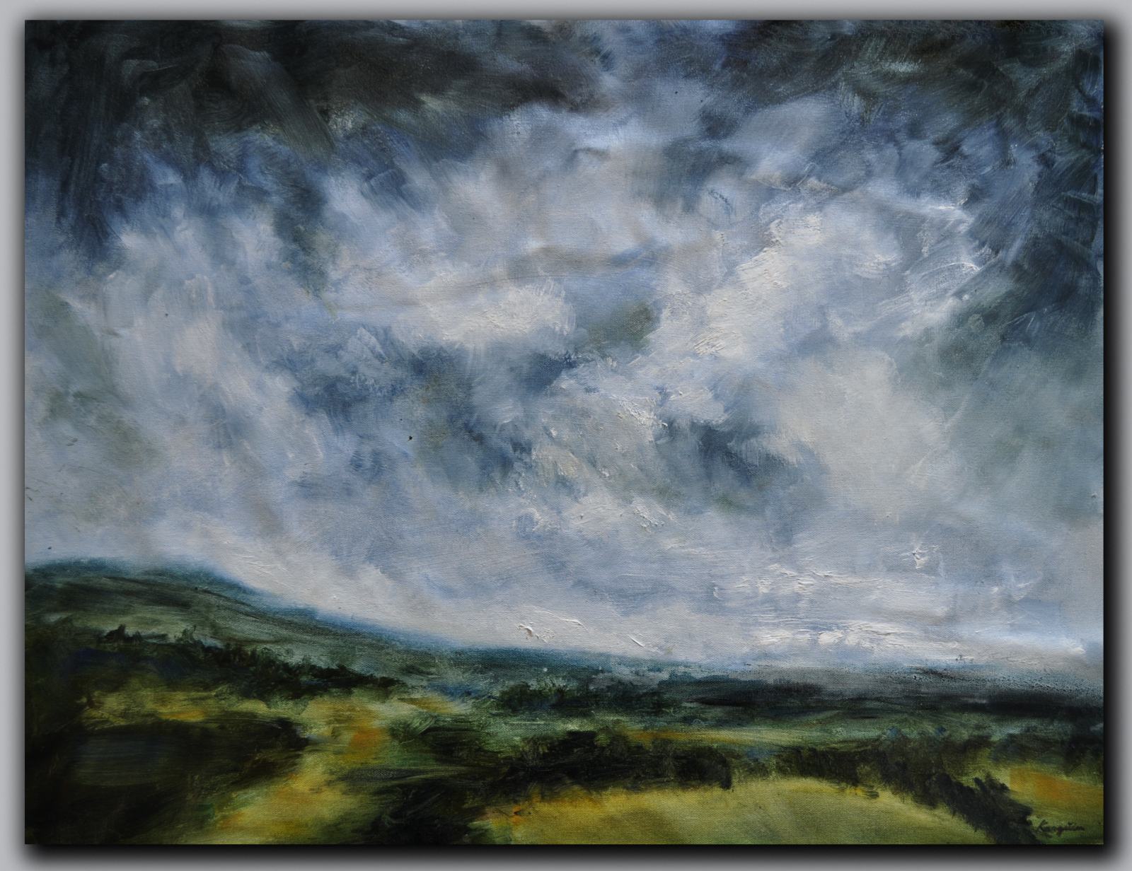 Polja i oblaci, ulje na platnu, prodaja umjetničkih originalnih slika