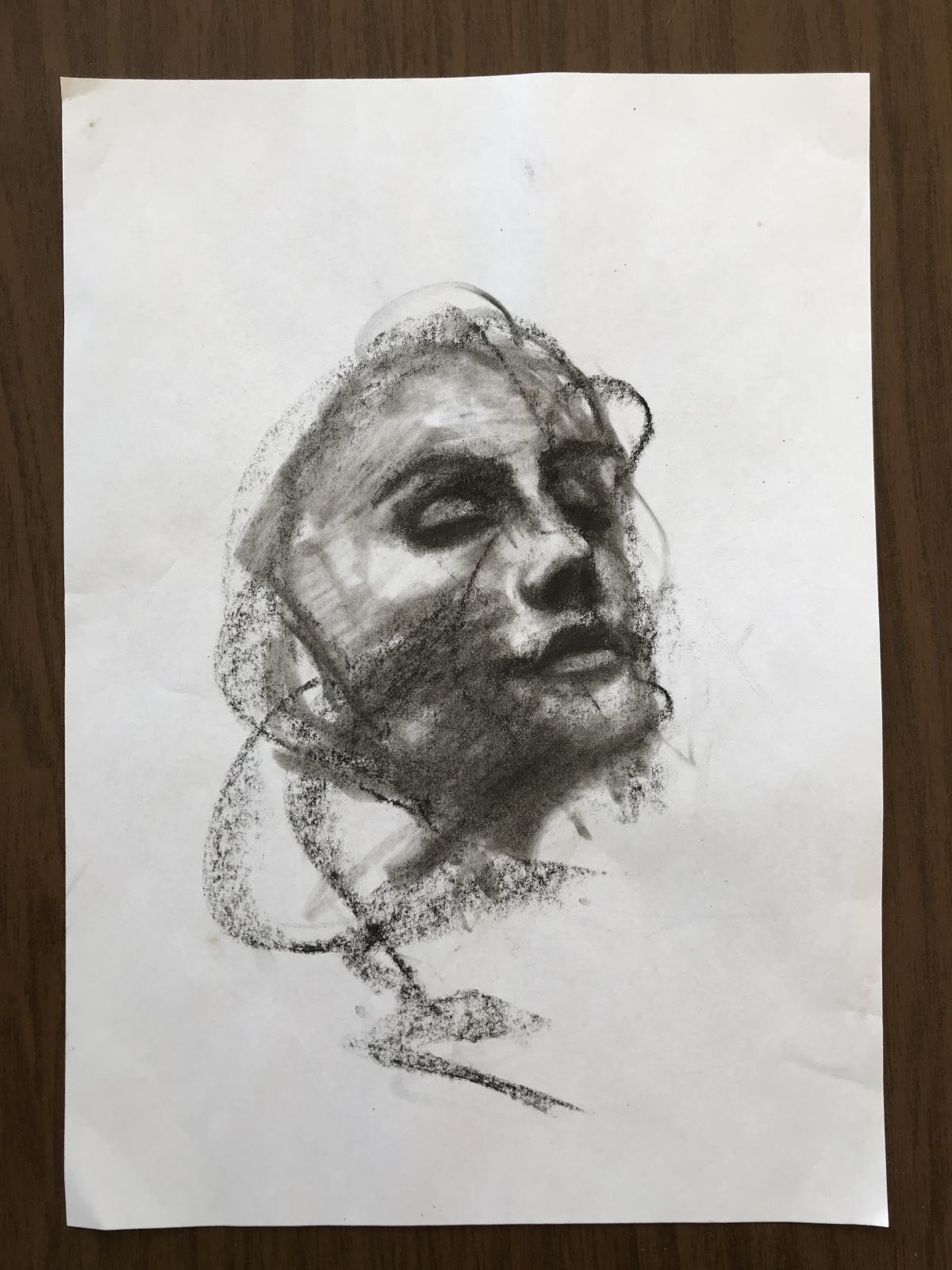 Portret žene #2, ugljen i grafitna olovka na papiru, A4