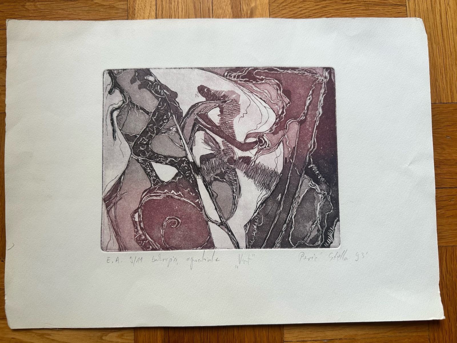 Potpisana grafika – bakropis/akvatinta (Stella Perić, E.A. primjerak)