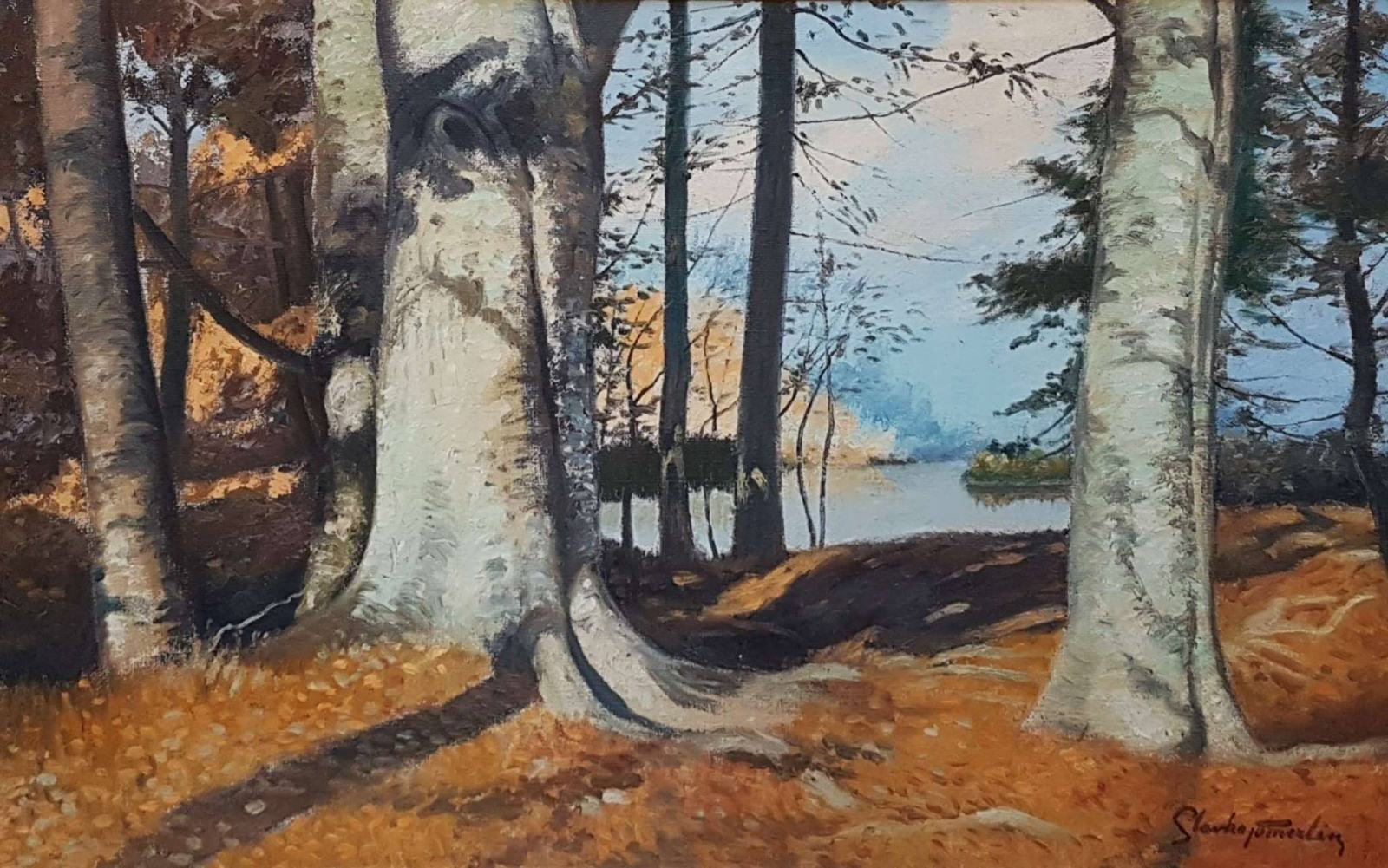 Slavko Tomerlin Bukova šuma - Plitvice ulje na platnu 72x112cm