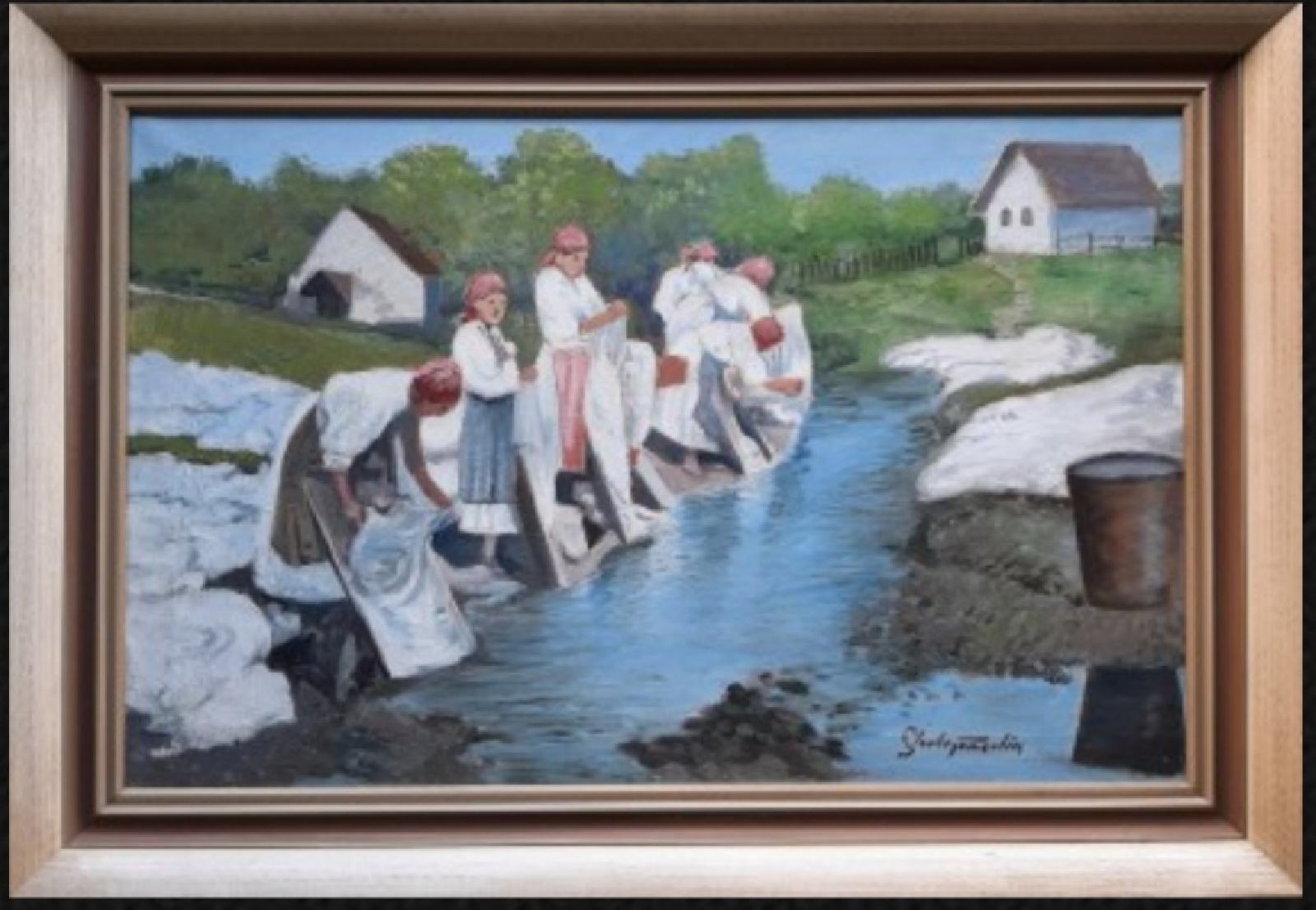 Slavko Tomerlin Pralje ulje na platnu 61x94cm;