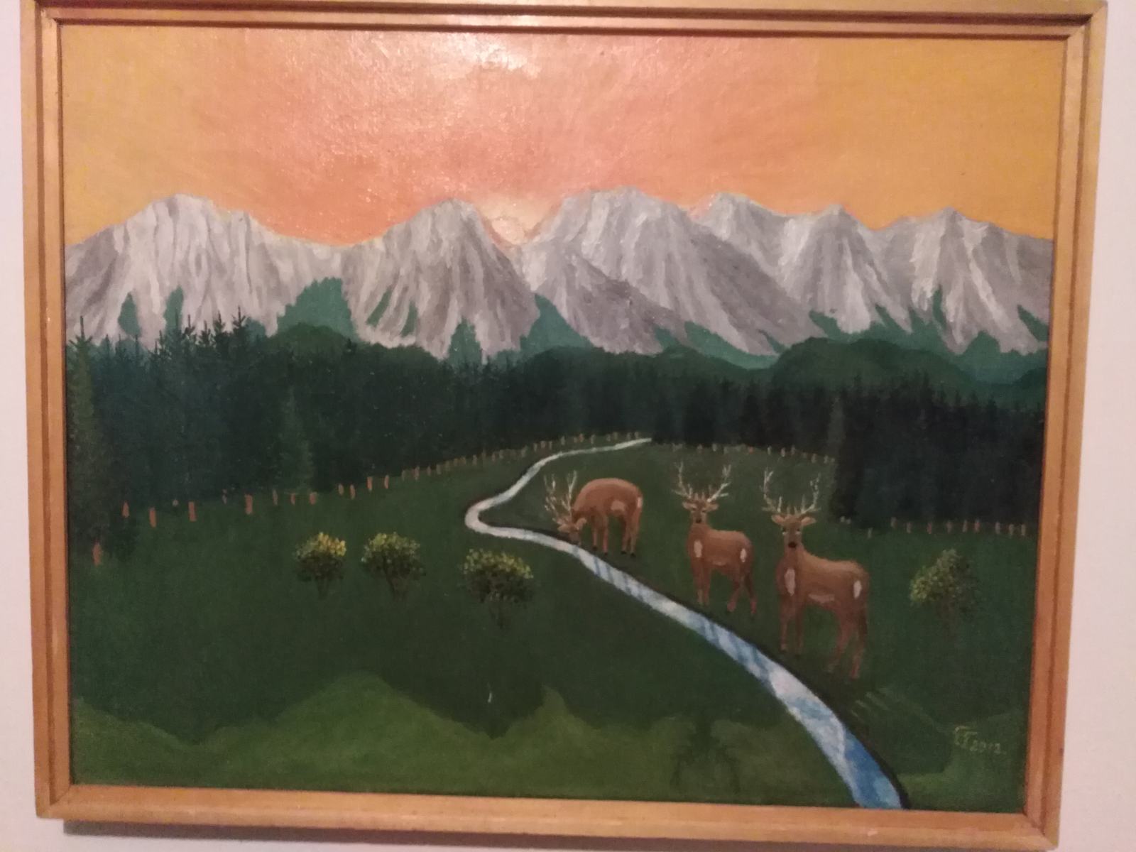 Slika ulje na platnu-planinski pejzaž