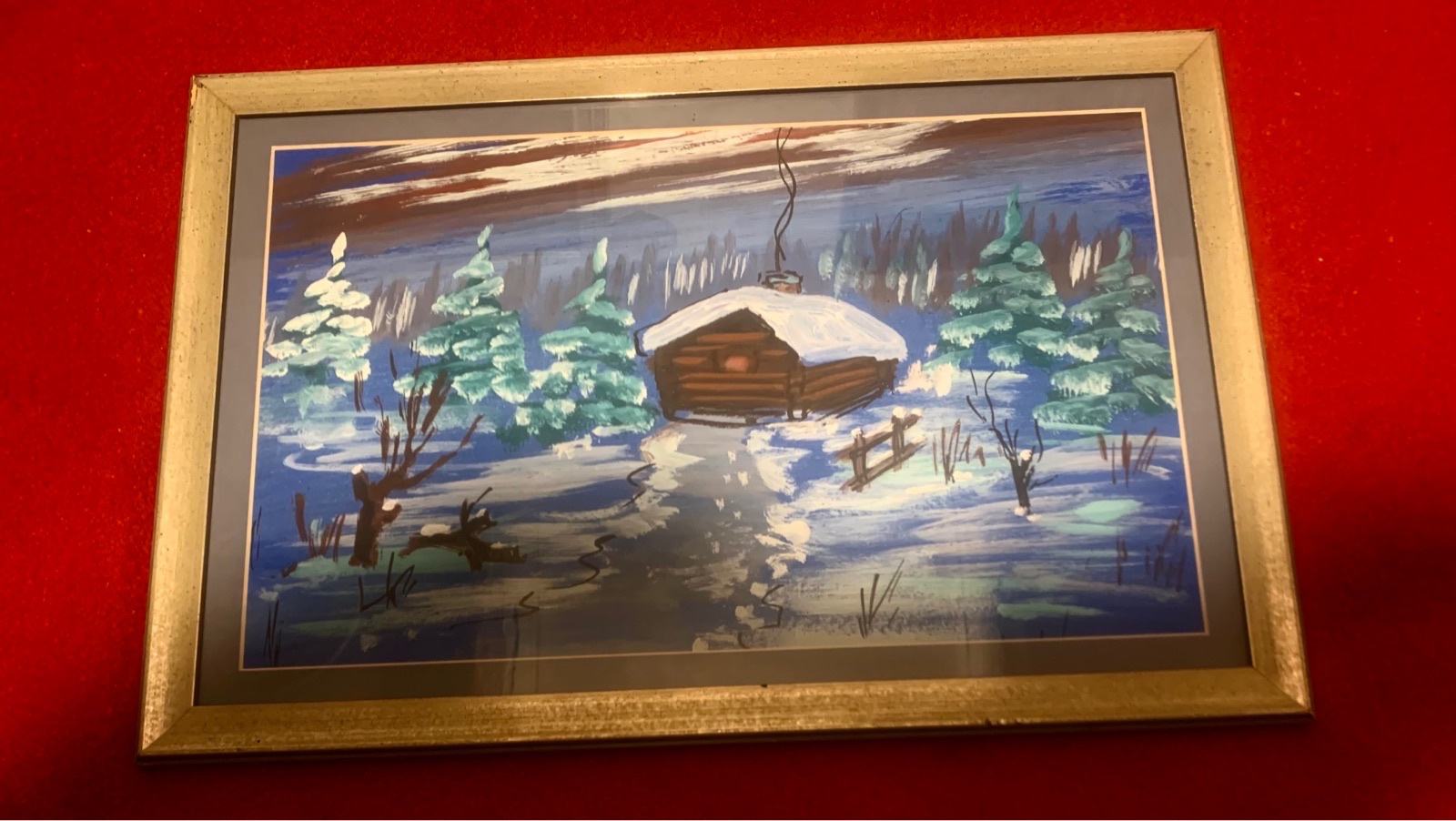 SLIKA ZIMA 55x35 tempera