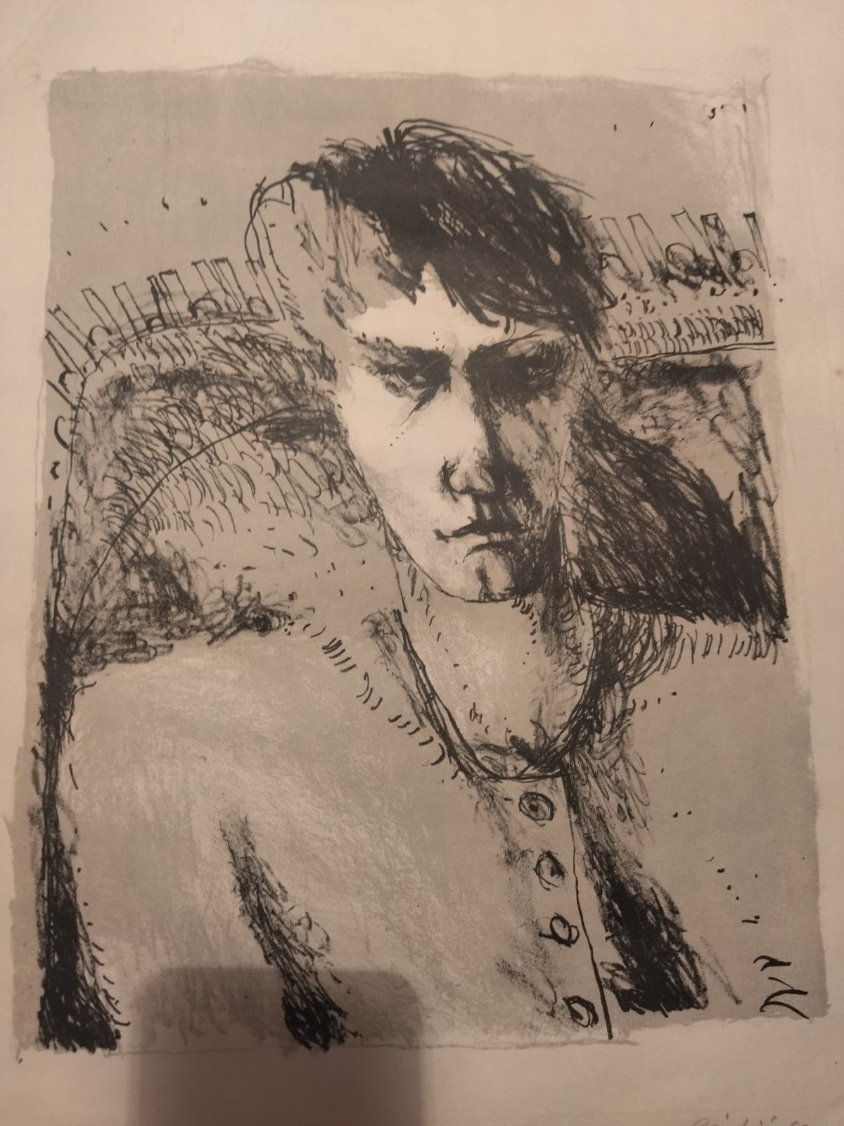 Starinska slika, grafika, bakropis, Hrvoje Ljubić, portret