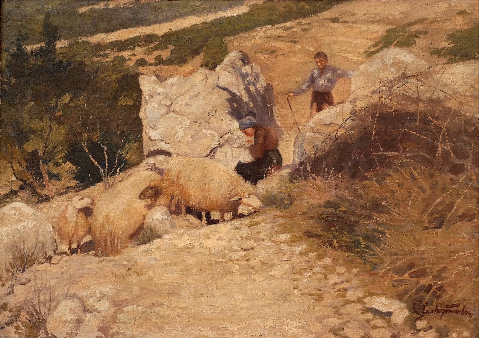 Tomerlin Slavko, Pastiri s ovcama, umjetnička slika
