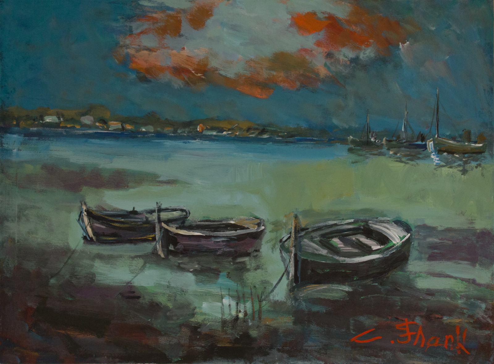 Tri male barke, unikat, Claudio Frank, akademski slikar