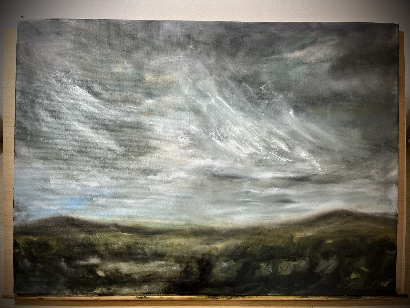 Ulje na platnu - ekspresionistički pejzaž - velika mračna slika