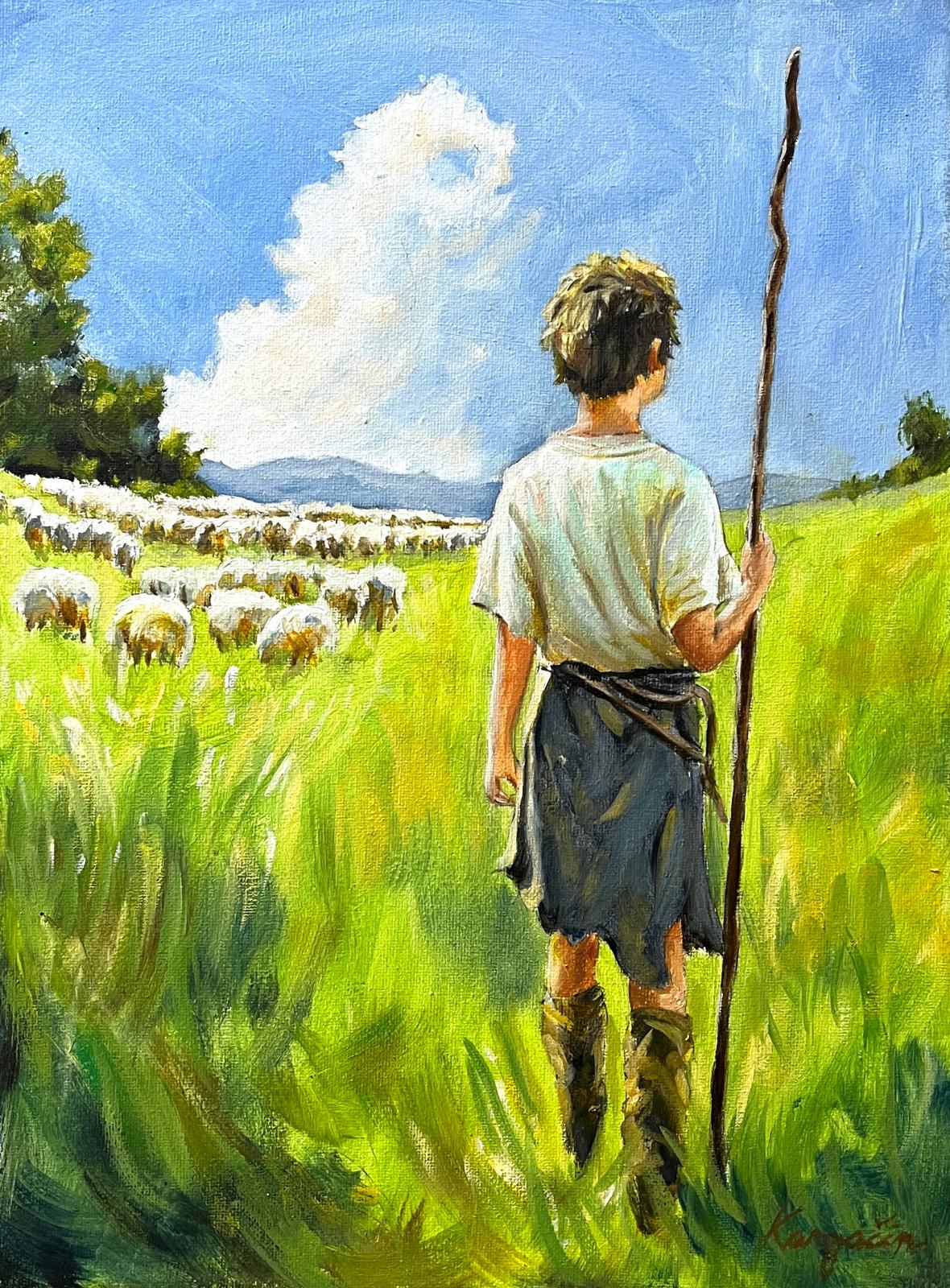 Ulje na platnu, Isus mladi pastir, Isus Krist kao dijete, religijska