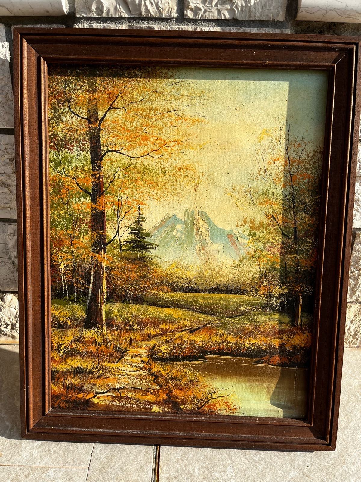 Ulje na platnu motiv šume i planine