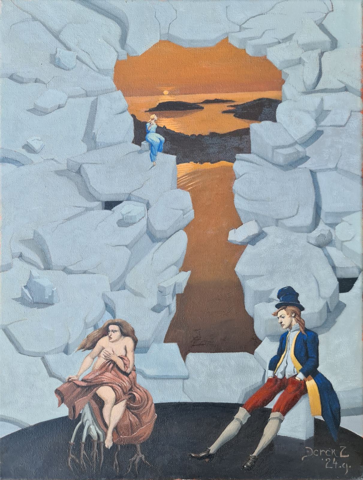 Zdravko Đerek Zalaz sunca ulje na platnu 30x40cm;