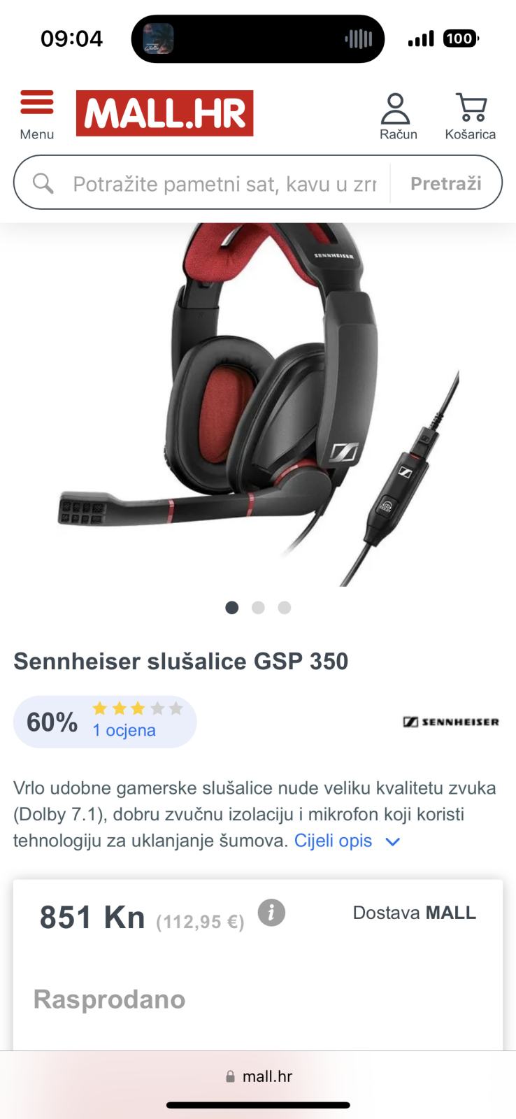 Gaming slusalice GSP 350
